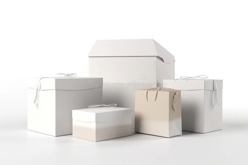 Group of Blank White Boxes. AI Generated Stock Illustration ...