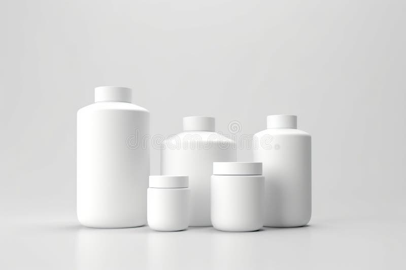 Group of Blank White Jars. AI Generated Stock Illustration ...