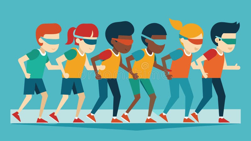 A Group of Blind Runners Line Up at the Starting Line Ready To Race ...
