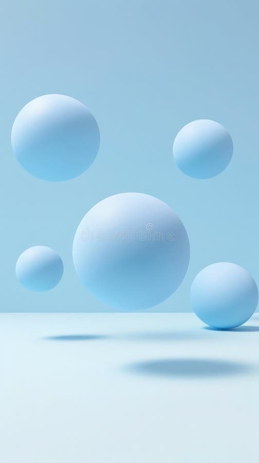 Group of Blue Balls Floating on Blue Surface Stock Illustration ...