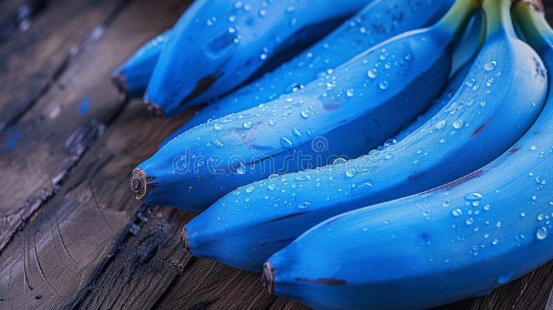 A Group of Blue Bananas with Water Droplets on Them, AI Stock Image ...