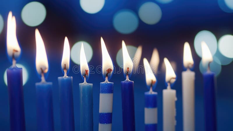 Group of Blue Candles Arranged Together Stock Image - Image of dark ...