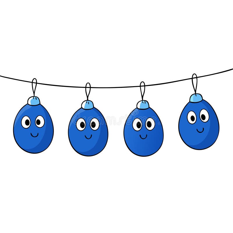 A Group of Blue Christmas Ornaments Hanging from a Line on a String ...