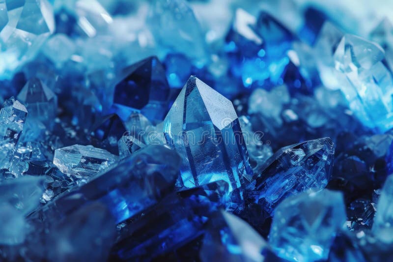 Group of Blue Crystals Sparkling and Forming Abstract Background Stock ...