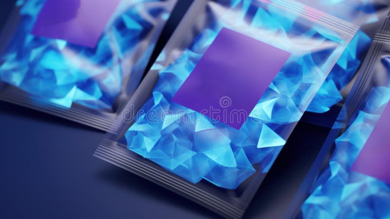 A Group of Blue Cubes Sitting in a Bag, AI Stock Image - Image of color ...