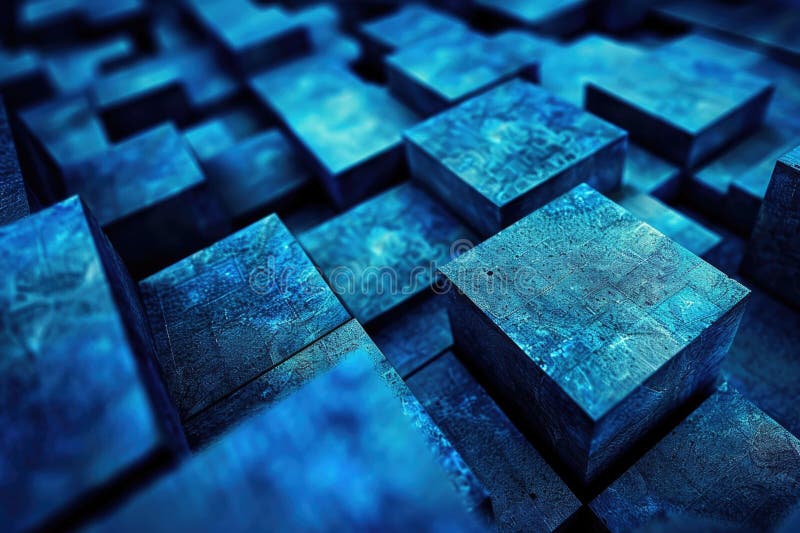 A Group of Blue Cubes Stacked on Top of Each Other Stock Image - Image ...