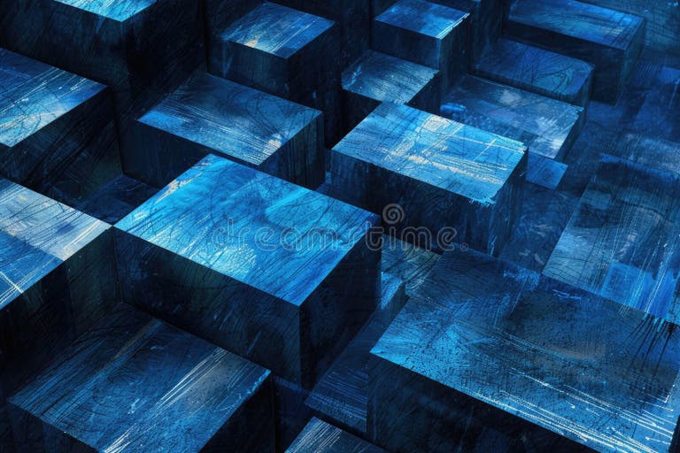 A Group of Blue Cubes Stacked on Top of Each Other. Ideal for Concepts ...