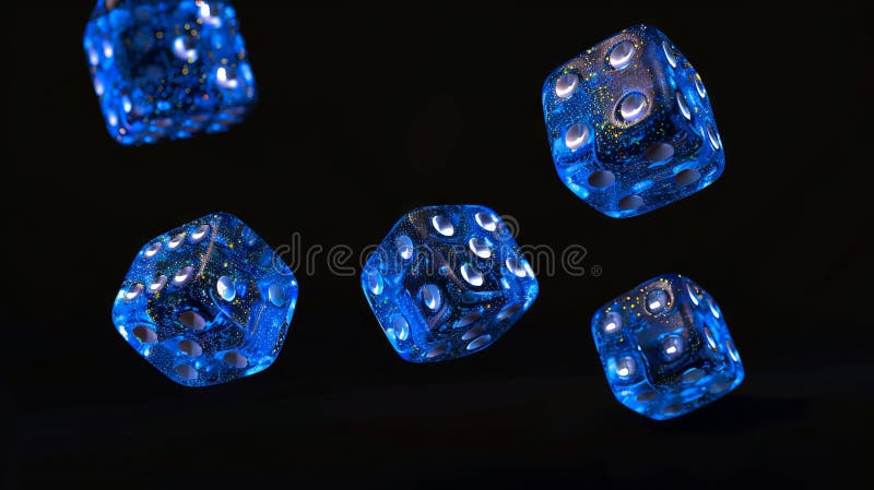 A Group of Blue Dice Floating in the Air Stock Photo - Image of cube ...