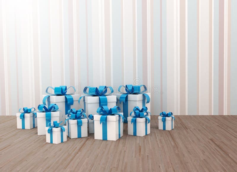 Group of blue gifts boxes stock illustration. Illustration of beautiful ...