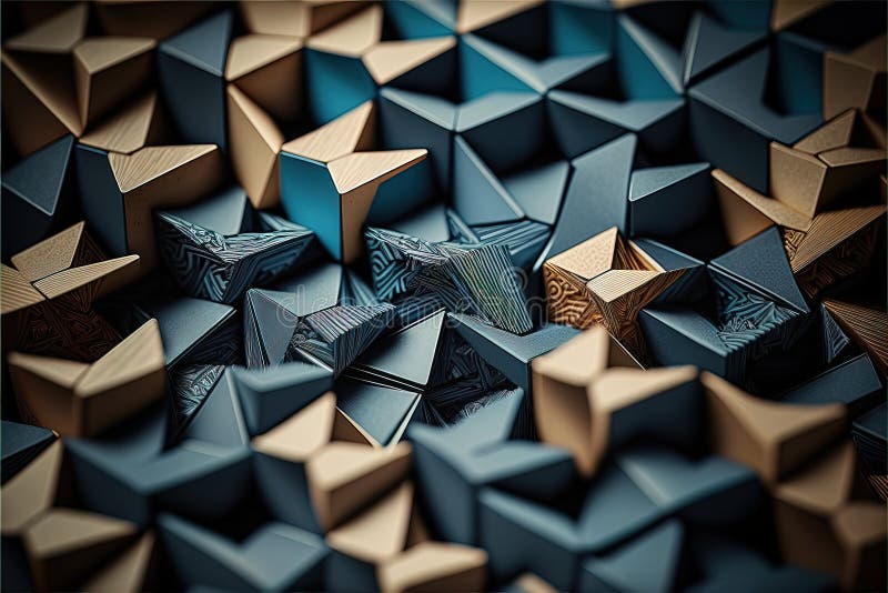 A Group of Blue and Gold Boxes with a Wooden Box in the Middle of Them ...