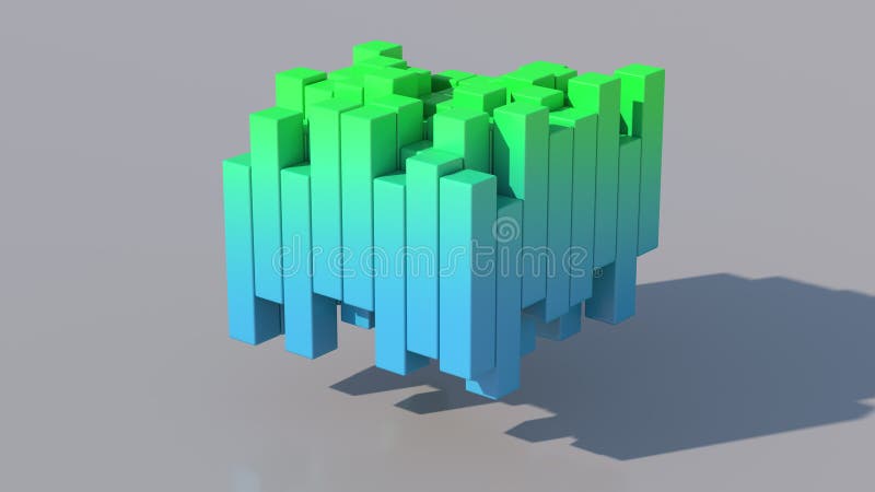 Group of Blue and Green Blocks. Abstract Animation, 3d Render Stock ...