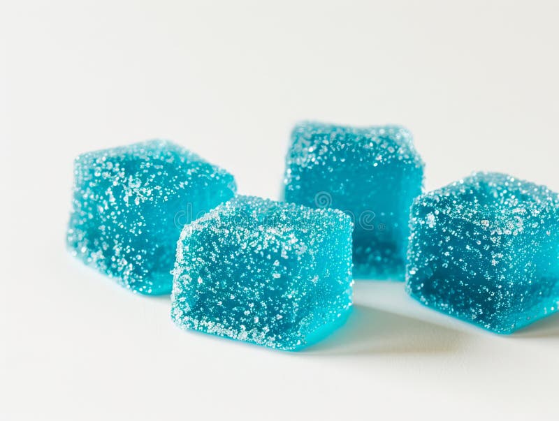 A Group of Blue Gummy Cubes on a White Surface Stock Image - Image of ...