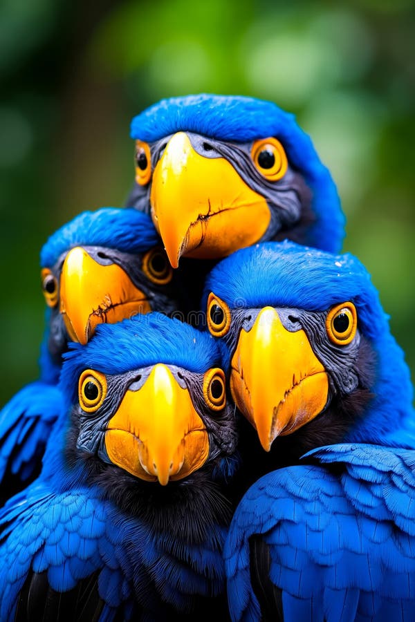 A Group of Blue Parrots Sitting on Top of Each Other Stock Image ...
