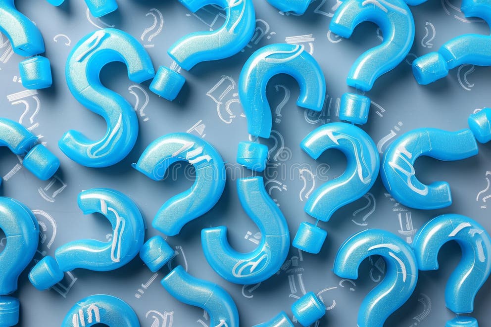 Group of Blue Question Marks on Table Stock Image - Image of isolated ...