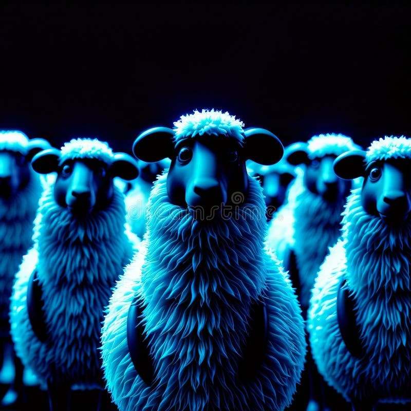 Group of Blue Sheep in Abstract Lighting Stock Photo - Image of sheep ...