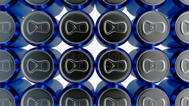 Group of Blue Tin Cans Neatly Arranged in Rows Stock Illustration ...