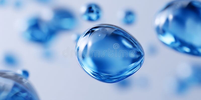A Group of Blue Water Droplets Floating in the Air Stock Image - Image ...