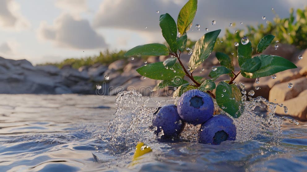 A Group of Blueberries is Falling Down Onto a White Background Stock ...
