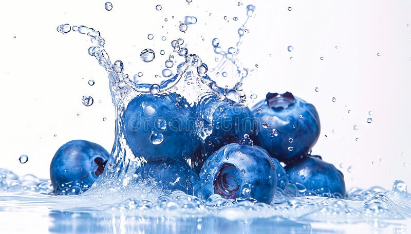 Group of Blueberries Splashing into Water Stock Photo - Image of juicy ...