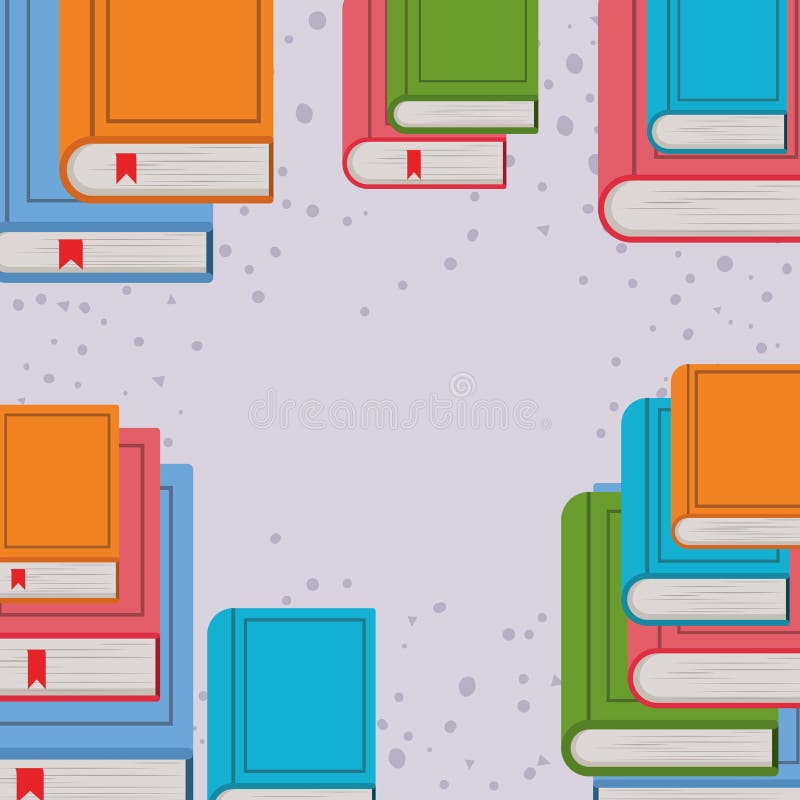 Group of Books and Banner Pennant Design Stock Vector - Illustration of ...