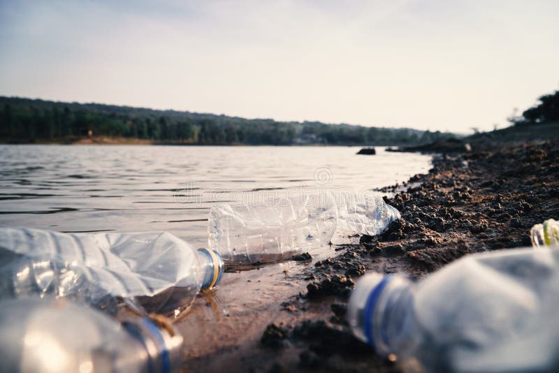 Group of Bottle Plastic in the River Stock Photo - Image of garbage ...
