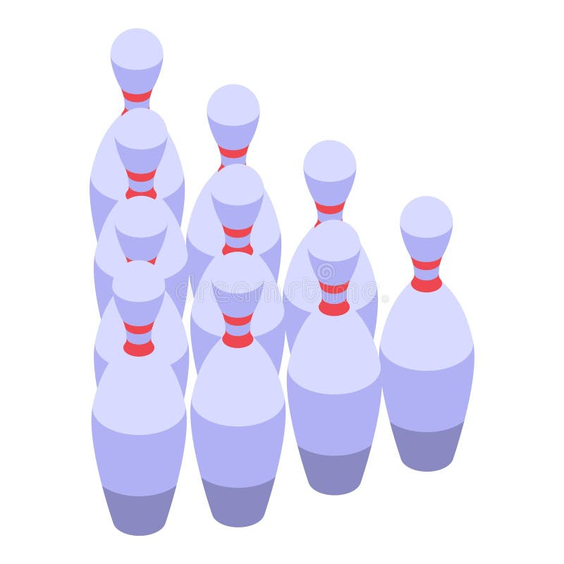 Group of Bowling Pins Standing Upright in an Isometric View Stock ...