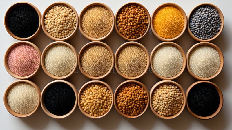 A Group of Bowls of Different Types of Grains Stock Image - Image of ...