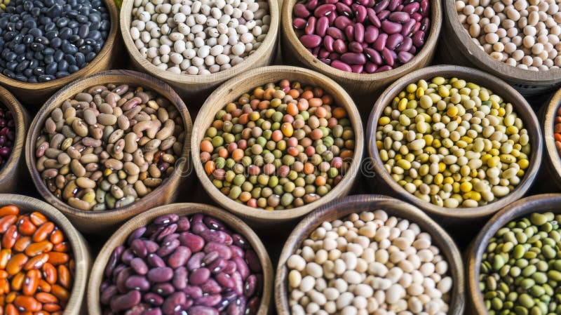 Group of Bowls Filled with Different Types of Beans Stock Image - Image ...
