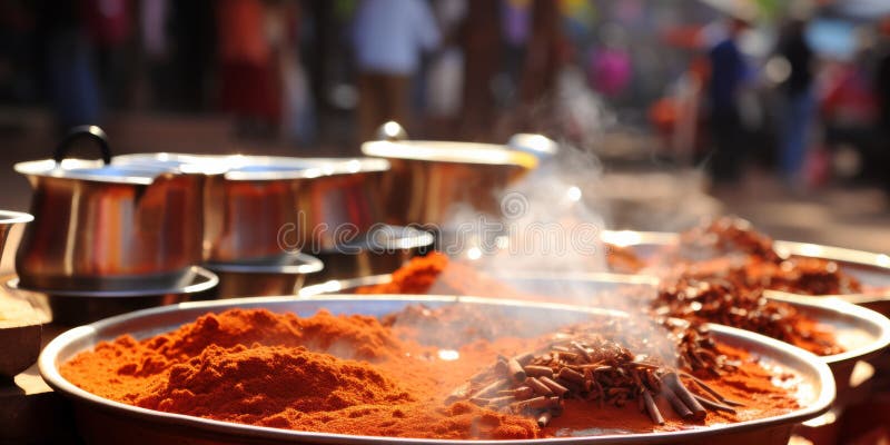 A Group of Bowls Filled with Spices and a Pot on Top, AI Stock Photo ...