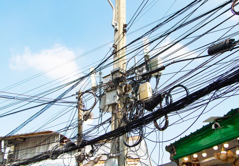 Group Box Communication Installed on Electric Pole Tower Telephone Pole ...