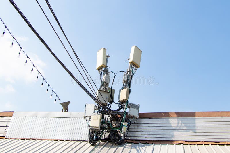 Group Box Communication Tower Telephone Pole Wireless Technology Signal ...
