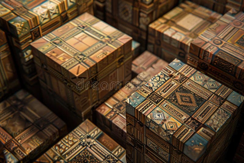 A Group of Boxes Stacked on Top of Each Other, Possibly for Storage or ...