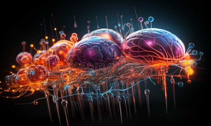 Group of Brain Cells in a Computer Generated Image Stock Image - Image ...