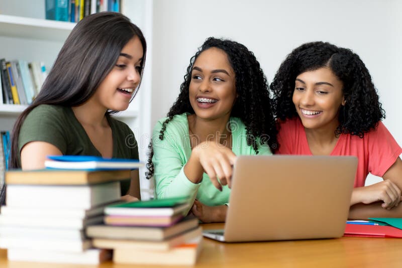 Hispanic Students on a Laptop Stock Image - Image of mini, diversity ...