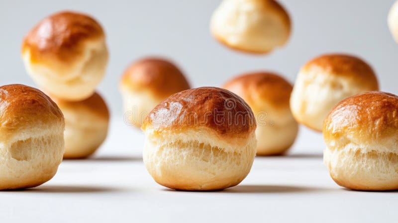 A Group of Bread Rolls are Flying in the Air, AI Stock Image - Image of ...