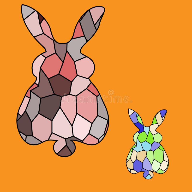 Group of Bright Colored Rabbits Mosaic Stock Vector - Illustration of ...