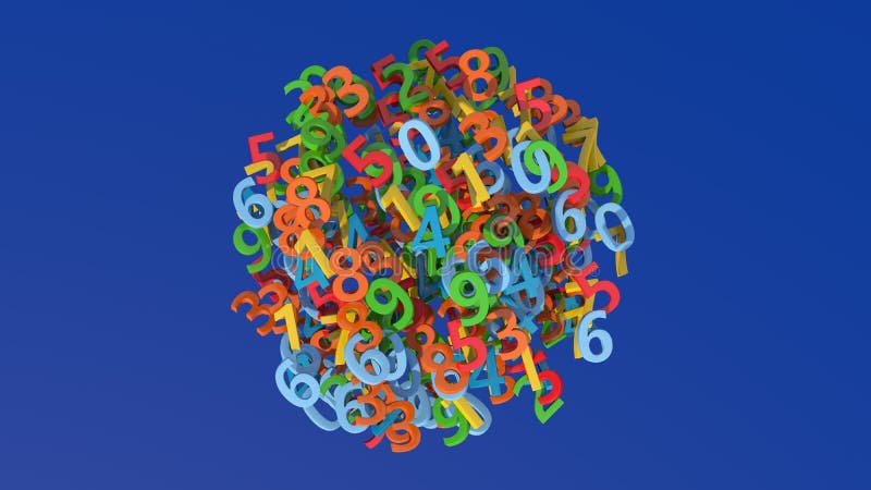 Group of Bright Colorful Numbers. Blue Background, Abstract ...