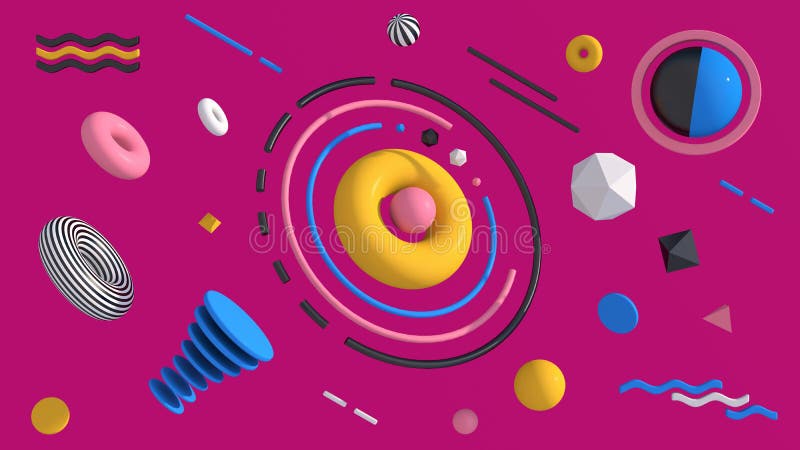 Group of Bright Colorful Shapes. Abstract Illustration, 3d Render Stock ...