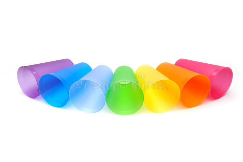Group Of Bright Plastic Cups, Rainbow Colors Picture. Image: 15539436