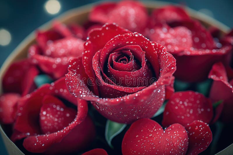 A Group of Bright Red Roses Photographed in a Tight Shot Stock Image ...