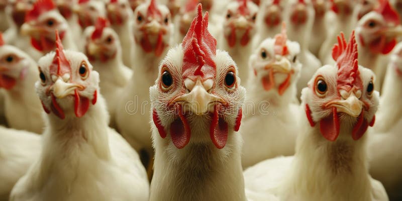 Group of Broiler Chickens Looking at Camera in Chicken Farm Stock Image ...