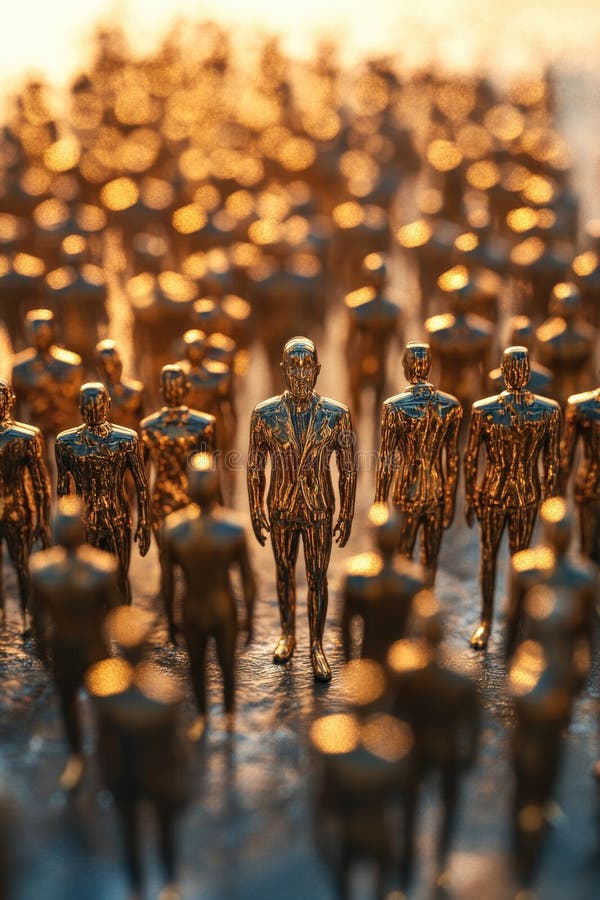 Group of Bronze Statues Standing in an Open Field, Possibly for Display ...