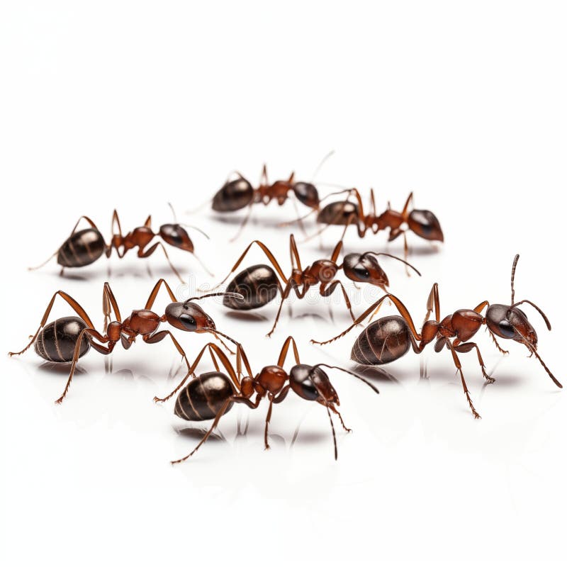 Group of Brown Ants Walking on White Background Stock Illustration ...