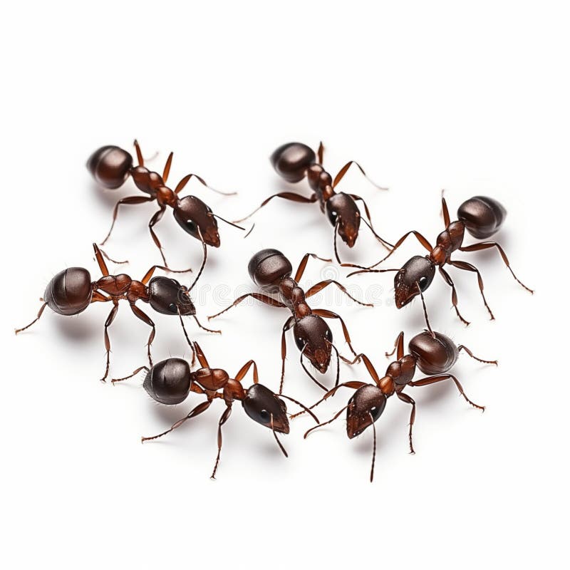 Group of Brown Ants Walking on White Background Stock Illustration ...