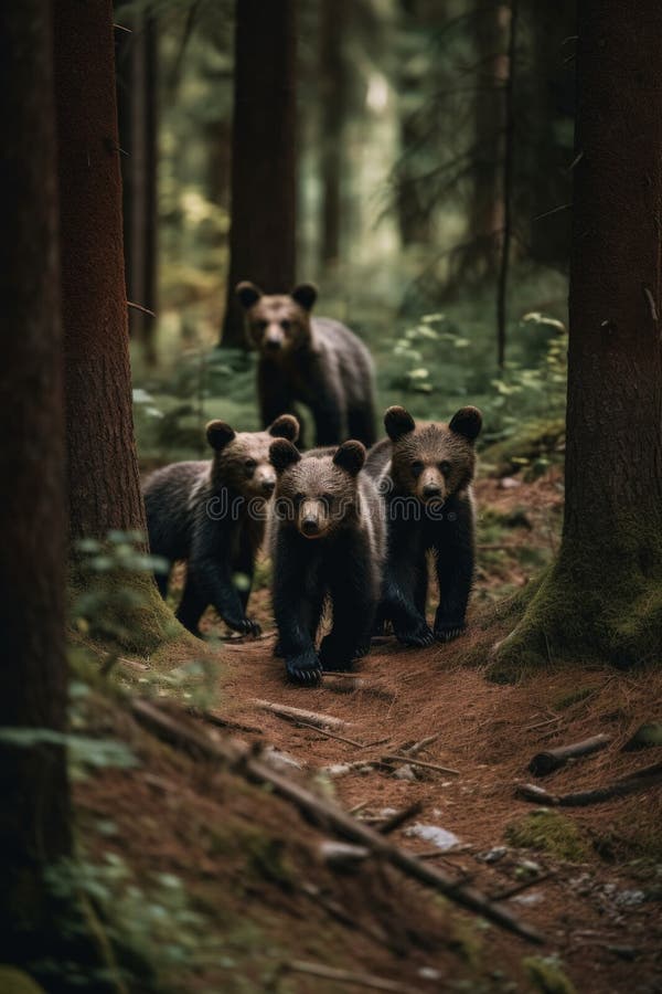 A Group of Brown Bears Walking through a Forest. Generative AI Image ...