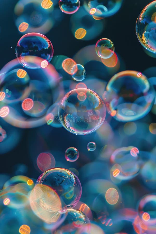 A Group of Bubbles Rising into the Air from an Unknown Source Stock ...