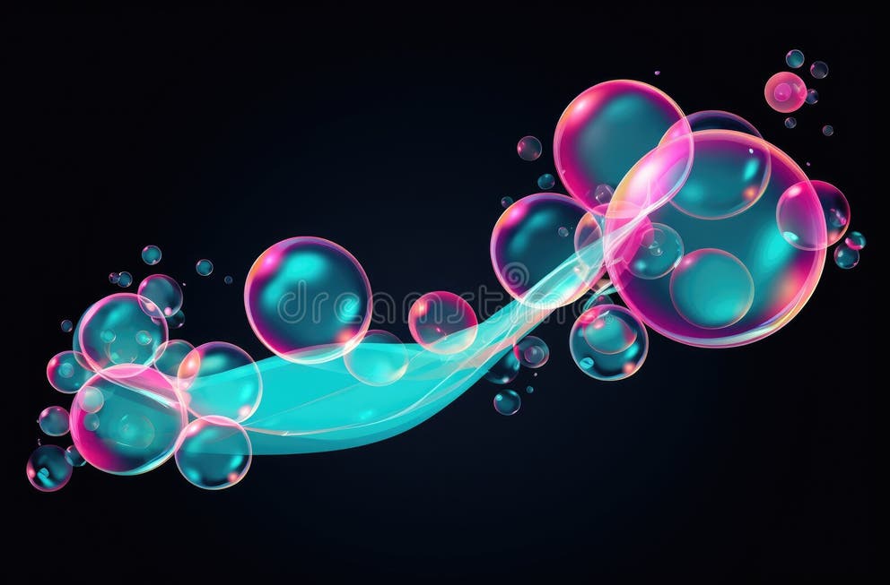 A Group of Bubbles in a Wave Stock Illustration - Illustration of round ...