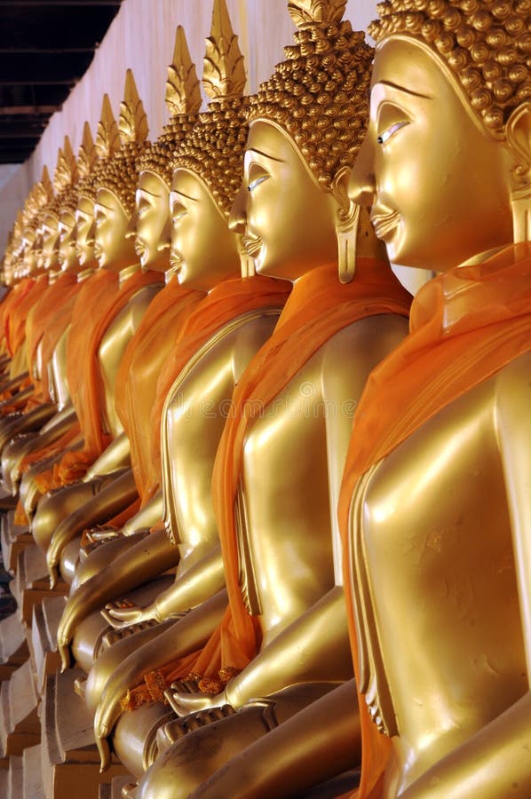 Group of Buddha Statue,thailand Stock Photo - Image of orange, gold ...