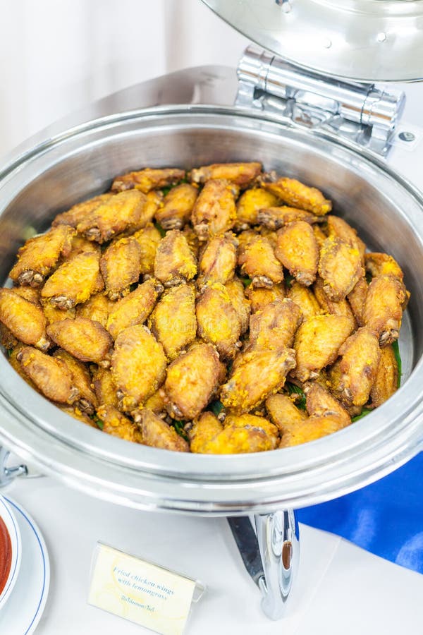Buffalo Chicken Wings in Buffet Tray Stock Photo - Image of buffalo ...