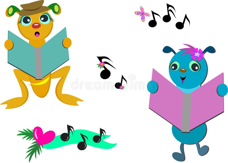 Group of Bugs Singing Notes Stock Vector - Illustration of voice, clip ...